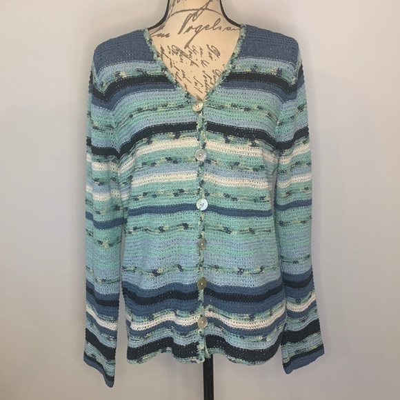 Vintage | Sweaters | Vintage Chadwicks Cardigan Sweater Marled Stripes ...